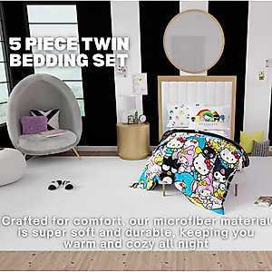 Franco Sanrio Hello Kitty & Friends Bedding 5 Piece Super Soft Comforter and Sheet Set with Sham, Twin, (100% Official Licensed Product) Collectibles
