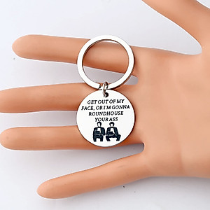 MYOSPARK Movie Inspired Gift Funny Step brother Keychain Movie Fans Gift Best Friend Gift (roundhouse KC)