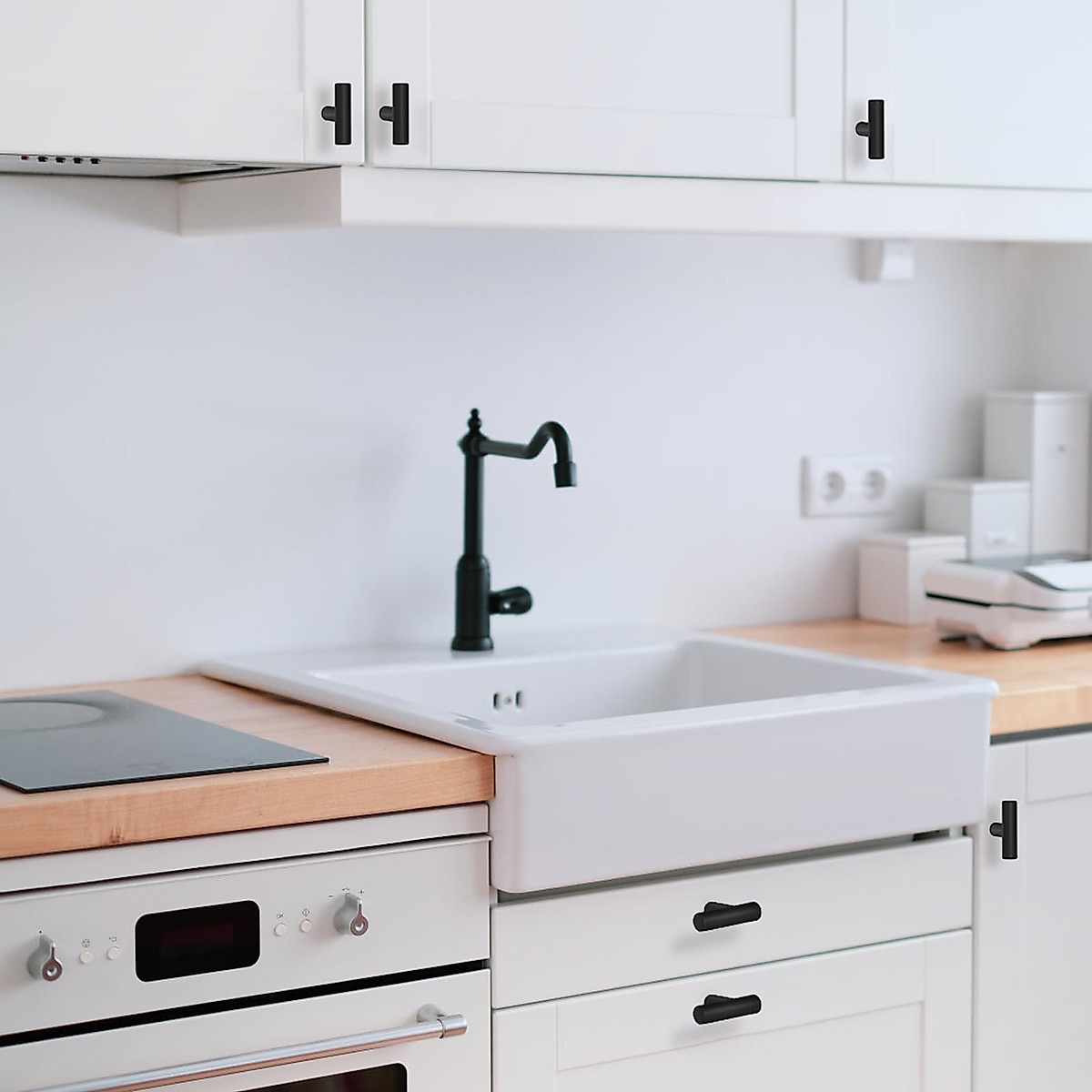 Estmoon 30 Pack Cabinet Knobs Matte Black Drawer Knobs Stainless Steel 2 Inch Overall Length Dresser Knobs for Cabinets Cupboard Bathroom Kitchen Hardware, Single Hole T Bar Knobs