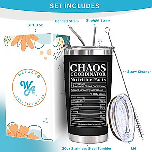 WECACYD Boss Gifts for Men, Chaos Coordinator Tumbler - Chaos Coordinator Gifts, Thank You Gifts for Women, Birthday Gifts for Dad, Boss, Coworker, Manager, Teacher, Friends - 20 oz Tumbler Black