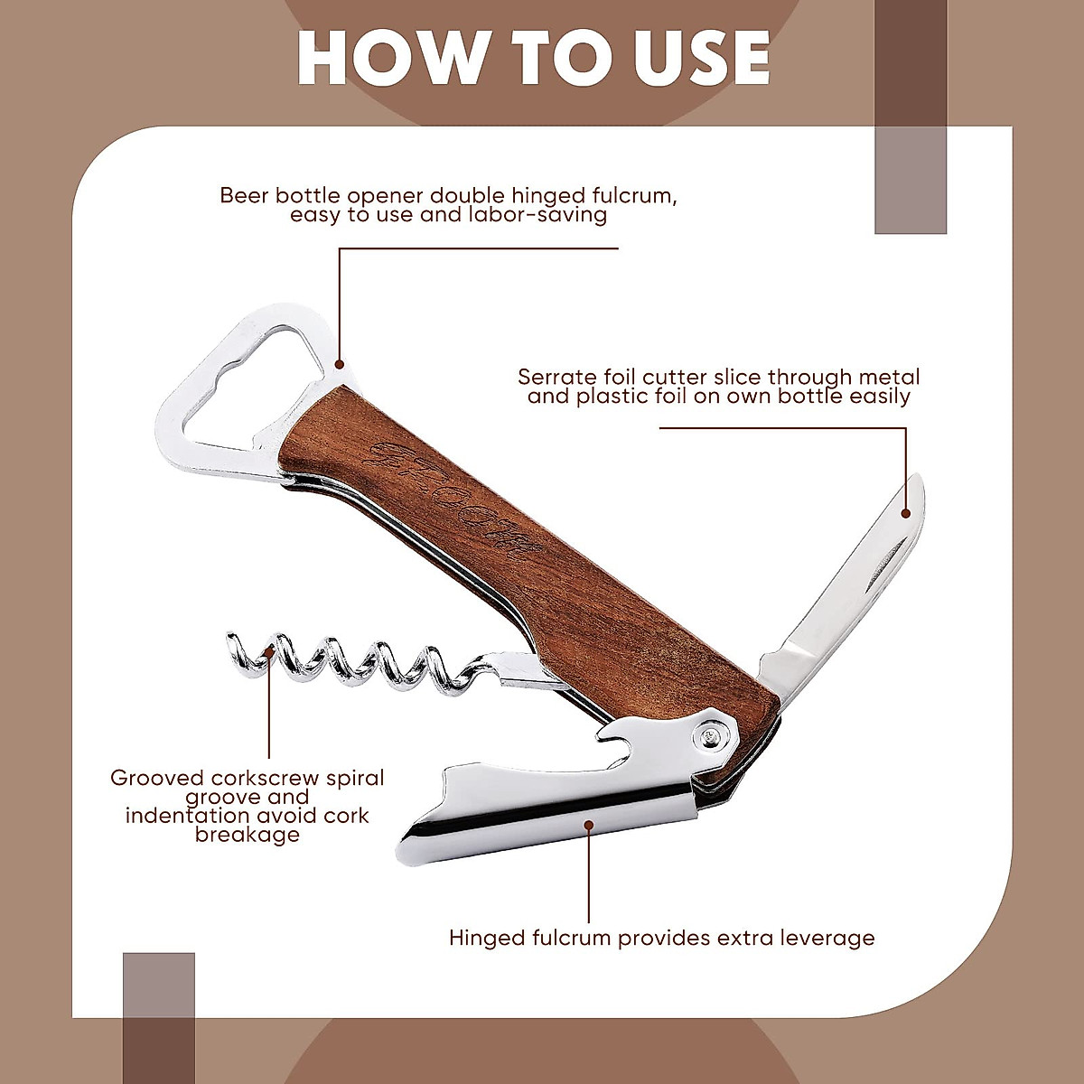 Set of 8 Groomsmen, Best Man Groom, Corkscrew and Multi Tool Groomsmen Gifts Wooden Wine Beer bottle opener for Proposal Bachelor Party Weddings