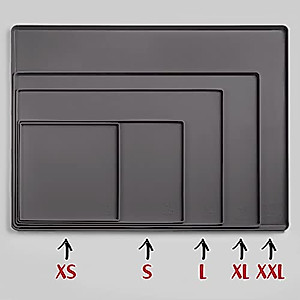 DogBuddy Dog Food Mat - Waterproof Dog Mat for Food and Water, Dog Bowl Mat with Edges, Nonslip Pet Food Mat, Silicone Dog Feeding Mat, Dog Food Mats for Floors (L: 24" x 16", Shadow)