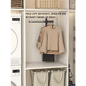 Dr.DJ Wall Hanger for Clothes, Coat Hanger Wall Mounted Matte Black Retractable Clothes Drying Organizer Rack Garment Hooks Aluminium Folding Indoor Wall Hanger Space Saver (2 Racks) Black