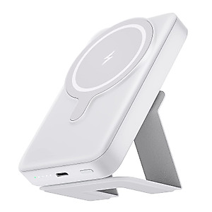 NEWDERY Wireless Power Bank, 10000mAh Magnetic Portable Charger with Foldable Stand 22W USB C, 15W Fast Charging External Battery Pack for iPhone 15 Pro Max/15 Plus/15 Pro/15, iPhone 14/13/12 Series