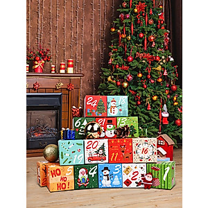 FUCNEN Christmas Advent Calendar Boxes Small 24 Days Christmas Countdown Calendar Cardboard Gift Boxes for Holiday Treats, Advent, Scavenger Hunt, DIY Candy Box for Boys, Girls, Kids and Family