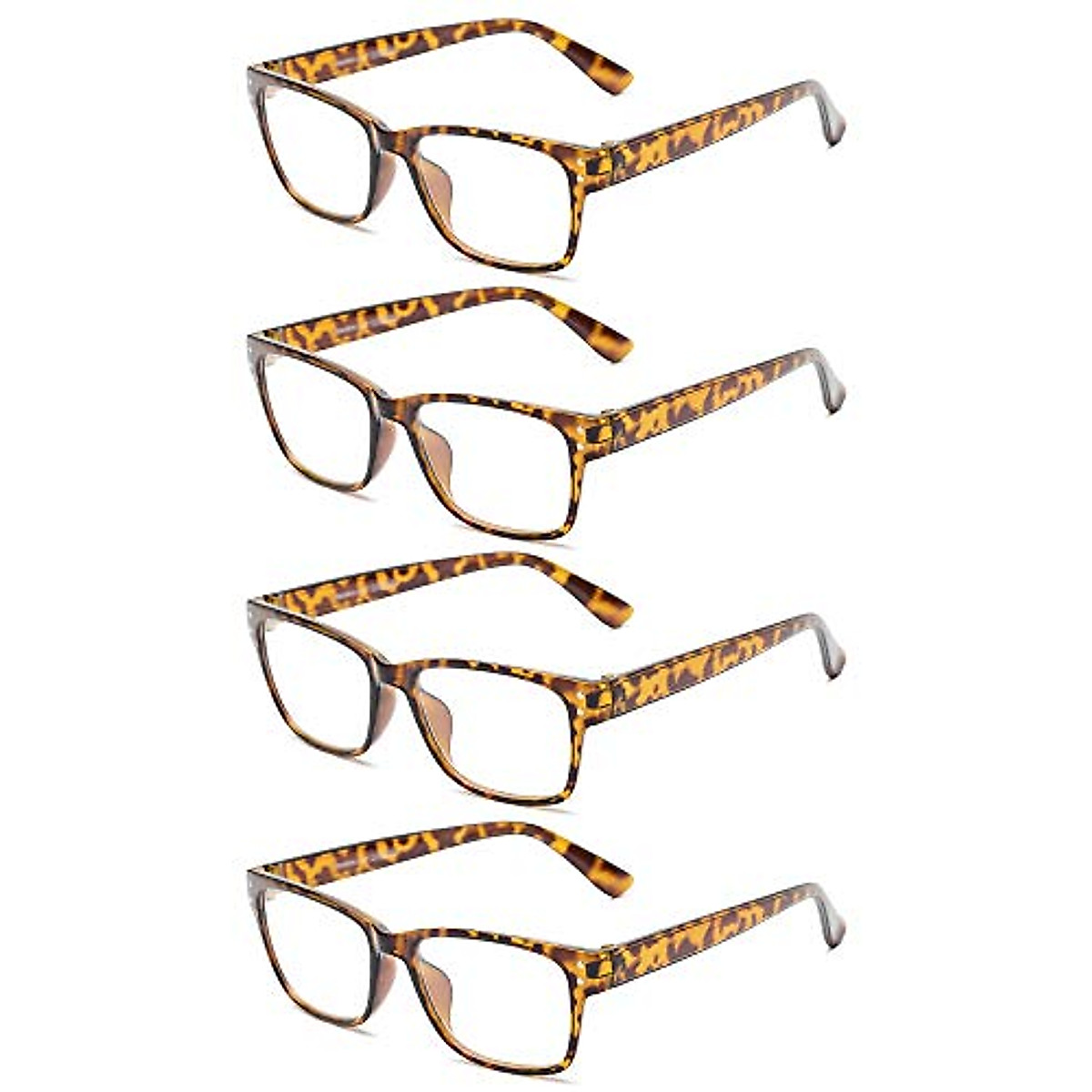Readers Readers.com Fully Magnified Reading Glasses: The McNealy - 4 Pairs, Classic Rectangle for Women and Men - Tortoise, 1.25