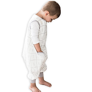Tealbee DREAMSUIT: Toddler Sleep Sack with Feet 12-18 Months, 18-24 Months - 1.2 TOG Four Season Baby Wearable Blanket for Walkers - Bamboo, Organic Cotton Sleeping Bag (12m-2T) - Alphabet