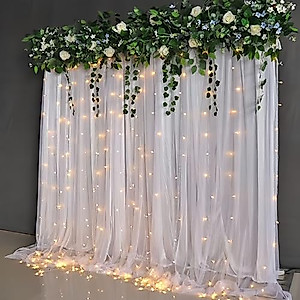 Chiffon Double White Background Curtain Background Tulle Curtain Baby Shower, Wedding, Engagement Party Birthday Photography Home Decor