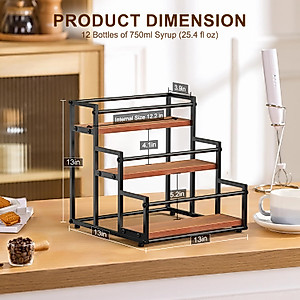 SHILFID Coffee Syrup Organizer Rack, Syrup Bottle Stand Holder for Coffee Bar, 3-Tier 12 Bottles Storage Display Shelves for Syrup, Liquor Wine, Dressing Cocktail in Kitchen Coffee Countertop