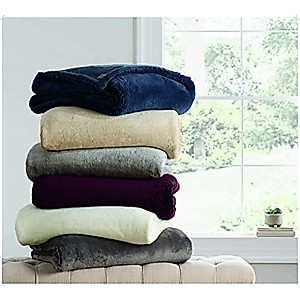 UGG 16802 Euphoria Plush Faux Fur Reversible Throw Blanket for Luxury Hotel Style Couch or Bed Blankets Cozy Machine Washable Luxurious Fuzzy Fluffy Sofa Throws, 70 x 50-Inch, Charcoal