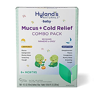 Infant And Baby Cold Medicine, Hyland's Naturals Baby Mucus + Cold Relief, Day & Night Value Pack, Decongestant And Cough Relief, 8 Fl Oz
