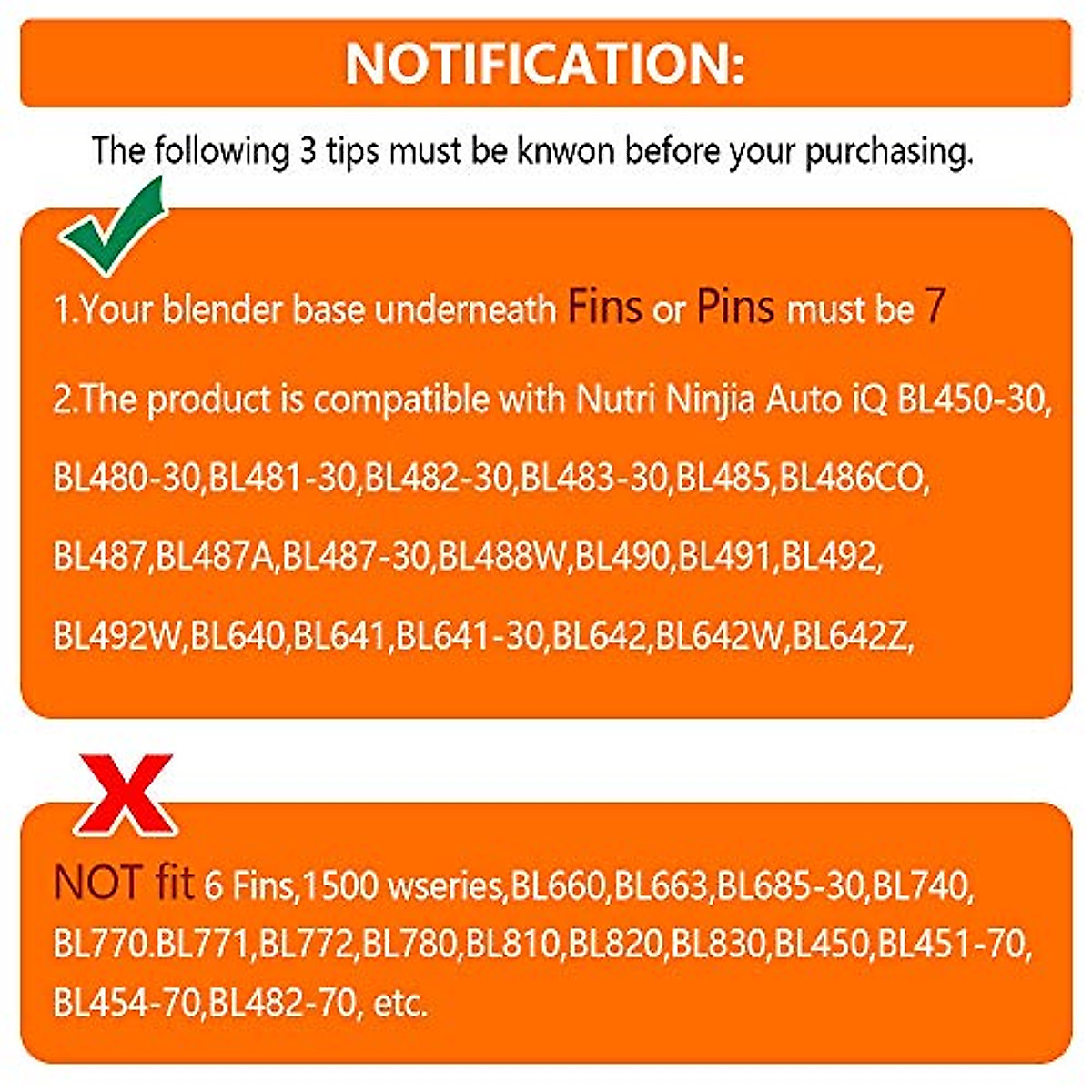 Blender Blade for Ninja Blender, Blender Replacement Parts Compatible with Nutri Ninja Auto iQ Blender BL482 BL642 NN102 BL682 BL2013 (7 Fins)