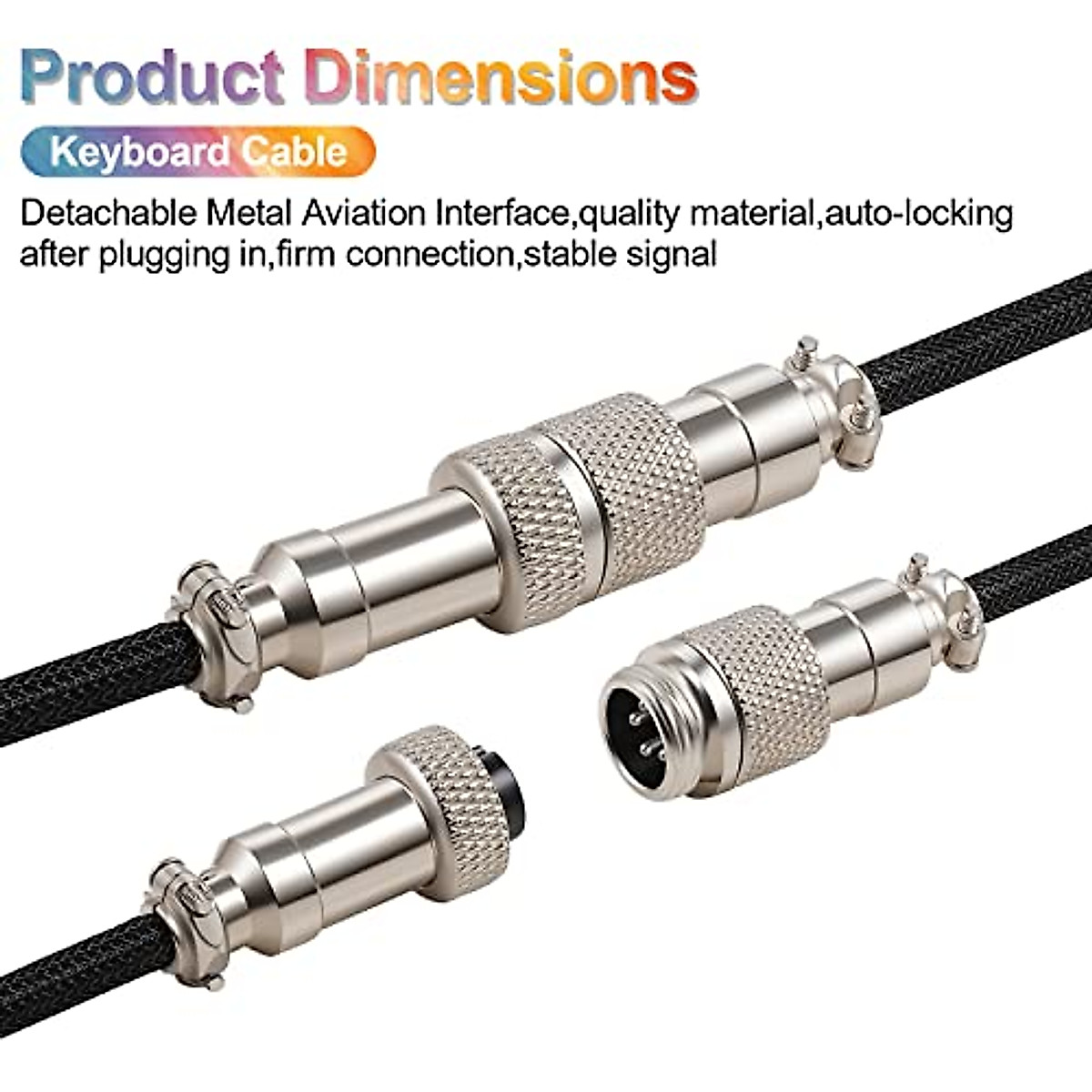 Twozoh USB C Keyboard Coiled Cable, Braided Detachable Aviator Double Sleeve Type C Mechanical Keyboard Cable (White)