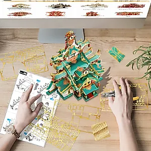 Piececool 3D Puzzles for Adults,Chinese Traditional Building Model Kits to Build for Teenagers Difficult 3D Metal Puzzle Educational Toys Gift Home Decor (White&Green)