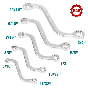 DURATECH S-Style Box Wrench Set, SAE, 5-Piece, 5/16'' to 3/4'', 12 Point, CR-V Steel, with EVA Foam Tool Organizer
