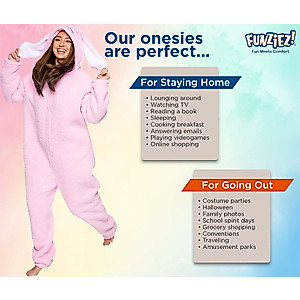 Funziez! Slim Fit Sherpa Adult Onesie - Animal Halloween Costume - Plush One Piece Cosplay Suit for Women and Men