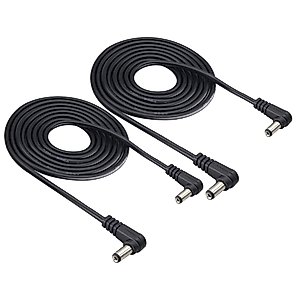 HCFeng Double Elbow DC 5.5mm x 2.1mm Cable DC 5.5mm x 2.1mm 90 Degree Right Angle Male to Male Power Adapter Cable for CCTV Surveillance Security Camera LED Strip DVR (22 AWG)[2 Pack/ 5ft]