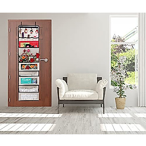 VICTORICH Super Convenient Sturdy Door Over Hanging Organizer, Behind The Door Storage Organizer with Hook and Large Clear Windows, Hanging Wall File Organizer (1 Pack A-Silk-Beige)