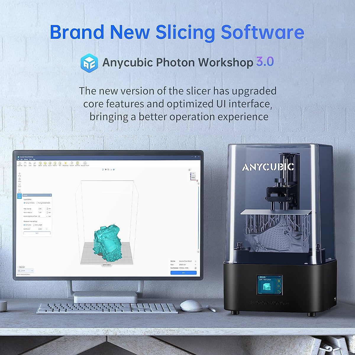 ANYCUBIC Photon Mono 2, Resin 3D Printer with 6.6'' 4K + LCD Monochrome Screen, Upgraded LighTurbo Matrix with High-Precision Printing, Enlarge Print volume 6.49'' x 5.62'' x 3.5''