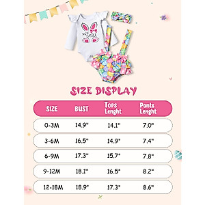 Von kilizo Easter Outfit Baby Girl My First Easter Baby Girl Outfit Bunny Print Long Sleeves Romper Baby Girl Easter Outfit Infant Easter Outfit Girl 0-3 Months