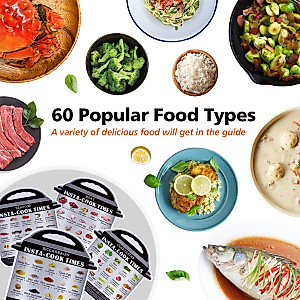 4 Pack Magnetic Cheat Sheet Compatible with Instant Pot Electric Pressure Cooker Accessories Food Images Magnet Cooking Times Quick Reference Guide for 60 Common Prep Functions