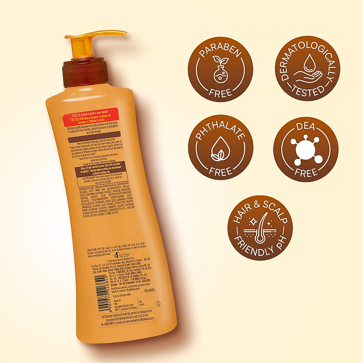 Meera Hairfall Care Shampoo with Shikakai and Badam (Acacia and Almond) 340 milliliter