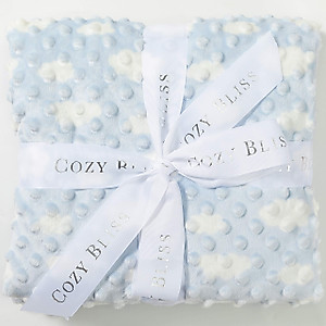 Plush Embossed Raised Dot Baby Blanket for Boys and Girls, Soft Velbo Mink Dotted Double Layer Receiving Blanket Bamboo Fabric Backing for Newborn Premium Quality Blanket, Blue 30" x 40