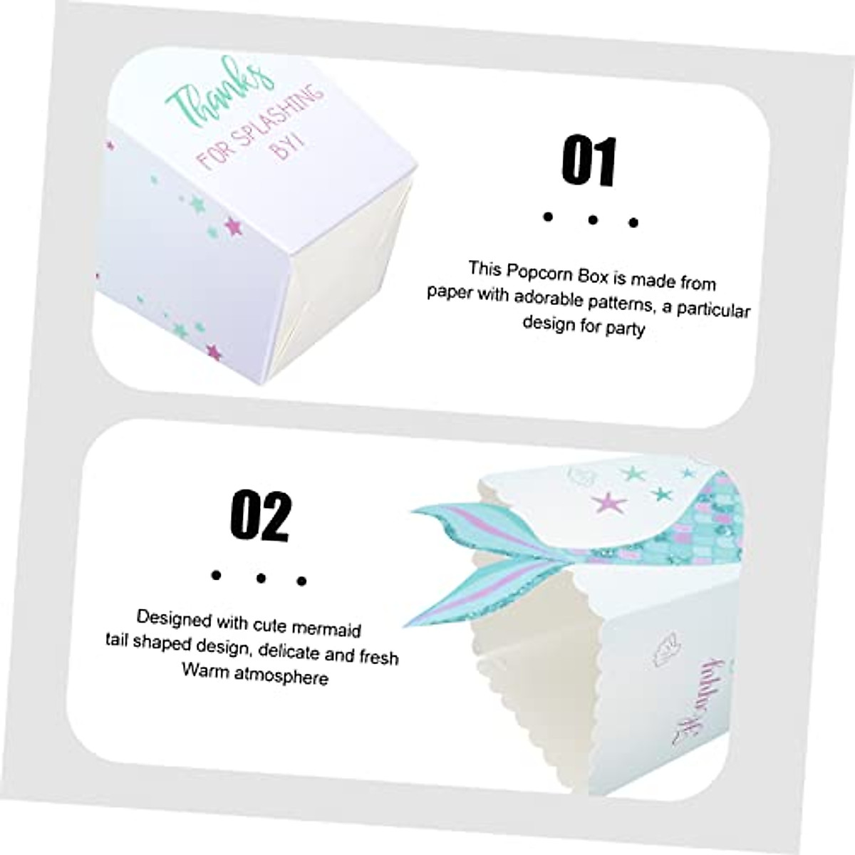 24pcs Popcorn Box Popcorn Box Snack Gift Box Mini Gift Bags for Favors Mini Gift Boxes Food Container Mermaid Popcorn Bucket Candy Table Containers Disposable Popcorn Paper Cup