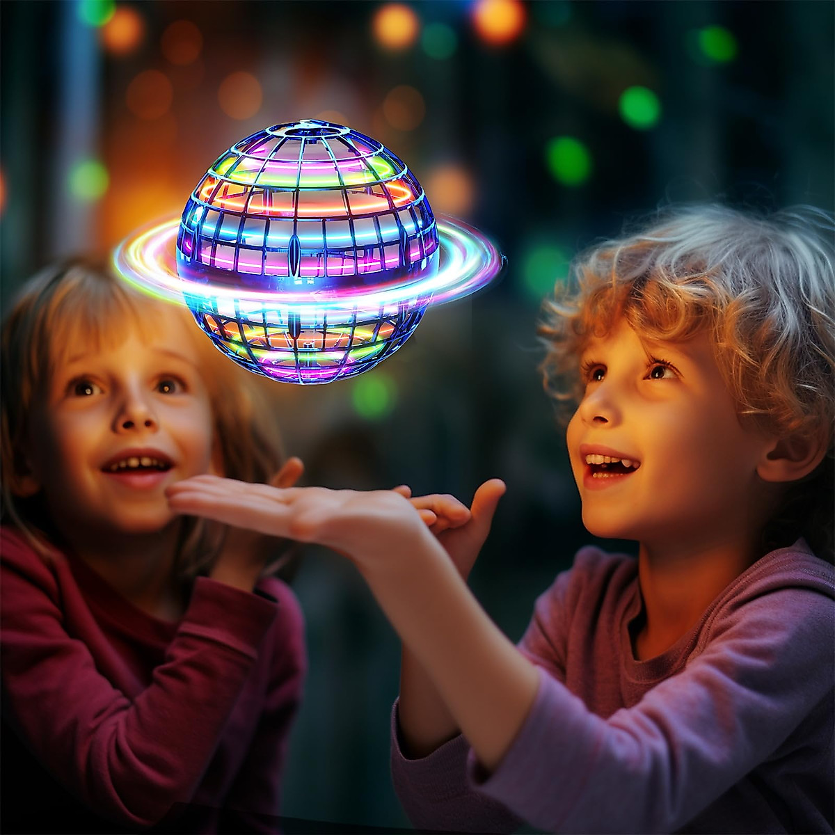 Ivtivfu Flying Orb Ball (Blue, 2024 Upgraded) with Dazzling Lights, Magic Hover Spinner, Cool Boomerang Drone, Floating Cosmic Globe, Kids Outdoor Toys, for 6 7 8 9 10 Year Old Boys Girls