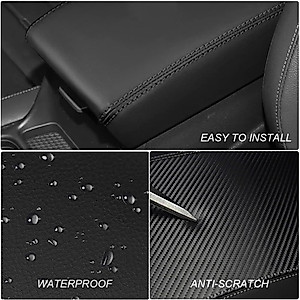 DEYTOP Console Cover for Honda CRV 2024 2023 Armrest Cover for CR-V Accessories Anti-Scratch Leather Armrest Pad Protector (Black with Black Stitches)