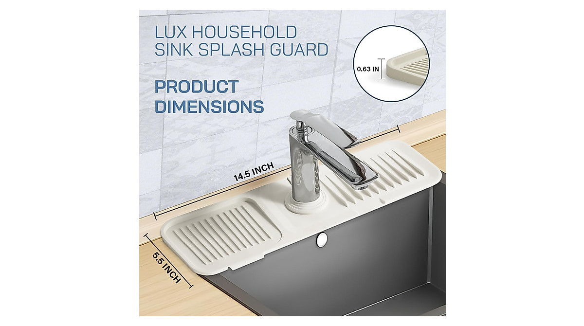 Lux Silicone Faucet Drip Tray - Self-Draining Splash Guard