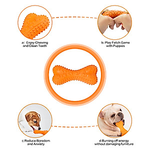 SCHITEC Dog Chew Toy, Puppy Teething Bone for Dental Health, Interactive Non-Toxic Natural Rubber Toys for Small Medium Pets