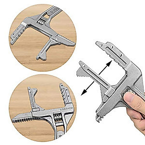EGSTAOR Bathroom Adjustable Wrench 6-75mm, Multifunction Aluminum Spanner for Plumbing Task Pipe Tube Nut Toilet Washbasin Sink Pool, 9-Inch Long (Silver)
