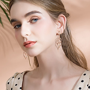 Rose Gold Earrings for Women Infinity Twist Dangle Earrings With Sterling Silver Post Birthday Gifts for Women