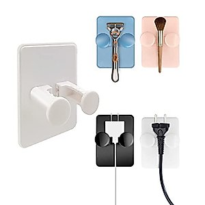 4 Pack Razor Holder for Shower Wall Mount, Adjustable Waterproof Self Adhesive Shaver Holders, Razor Holder Compatible with Most of Shavers, for Key, Plug, Makeup Brush, Bathroom Kitchen Organizer