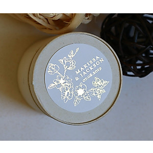 XOXOKristen Custom Wedding Stickers for Favors, Clear Wedding Envelope Seals, Gold Wedding Stickers for Favors, Personalized Floral Rose Gold Wedding Favors Stickers Labels, Custom Name Stickers