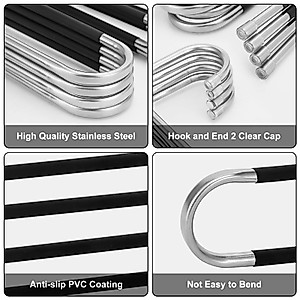 Pants Hangers Space Saving,4 Pack Stainless Steel Non-Slip Hangers for Pants,Multiple S-Shaped Closet Storage Organizer Hanger for Pants Jeans Scarf Towels Leggings