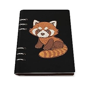 Cartoon Red Panda Notebook Cover 6-Ring Binder Portable Planner Book Loose-Leaf Cover for Home Office