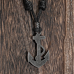 BlueRica Anchor & Rope on Adjustable Cotton Cord Necklace