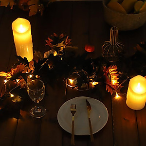 YHNJI 5.9ft Fall Maple Leaves Garland, Fall Garland, Artificial Sunflower Pumpkin Maple Leaf Vines for Thanksgiving Dinner Fireplace Door Frame Doorway Backdrop Decor