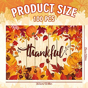 Whaline 100Pcs Fall Thanksgiving Paper Place Mats Pumpkin Leaves Disposable Placemats Autumn Seasonal Decorative Paper Table Mats, 14 x 9.8 Inch