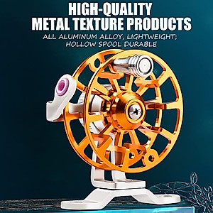 FANGBLUE Winter Fishing Reel All Metal 1.76oz(50g) Lightweight 2.1inch(53mm) Upgrade Base Right Hand Mini Fly Wheel for Trout Pike Ice Fishing Tackle (Sliver