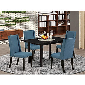 East West Furniture Dining Set NOFL5-BLK-21, Black