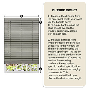 Cordless Room Darkening Plantation Blind - 29 Inch Width, 64 Inch Length, 2" Vinyl Slat Size - White - GII Madera Falsa Faux Wood, Light Filtering Horizontal Windows Blinds by Achim Home Decor