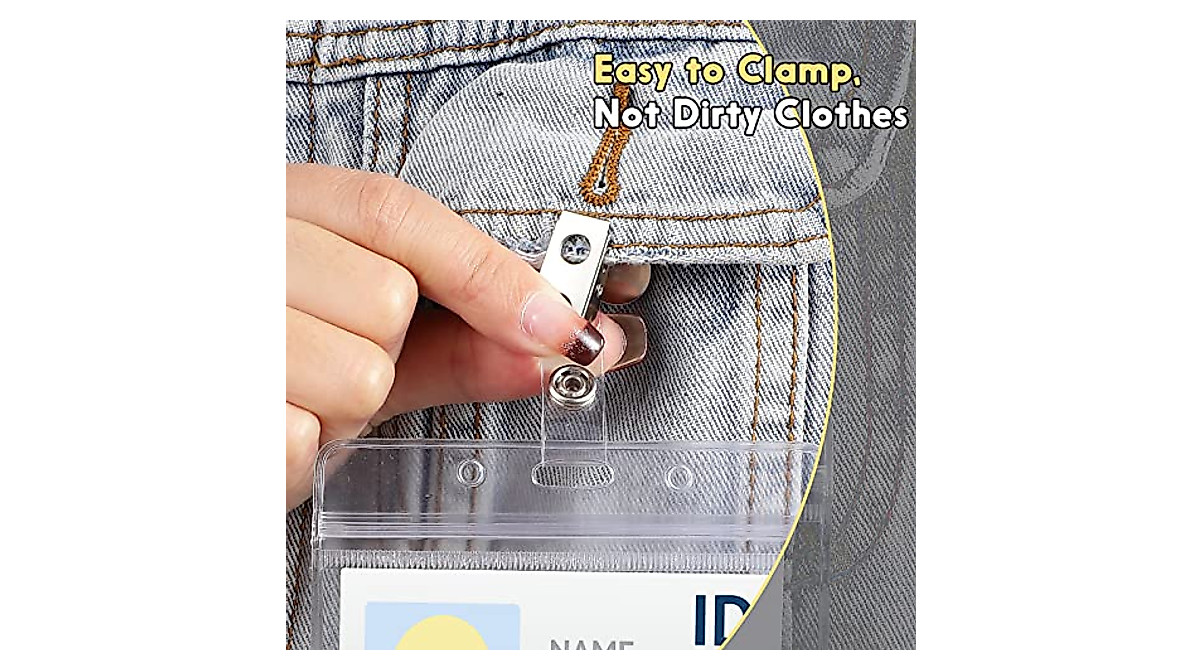 150 Sets Clip on Name Tag Clear Name Badge with Clip Waterproof PVC ID ...