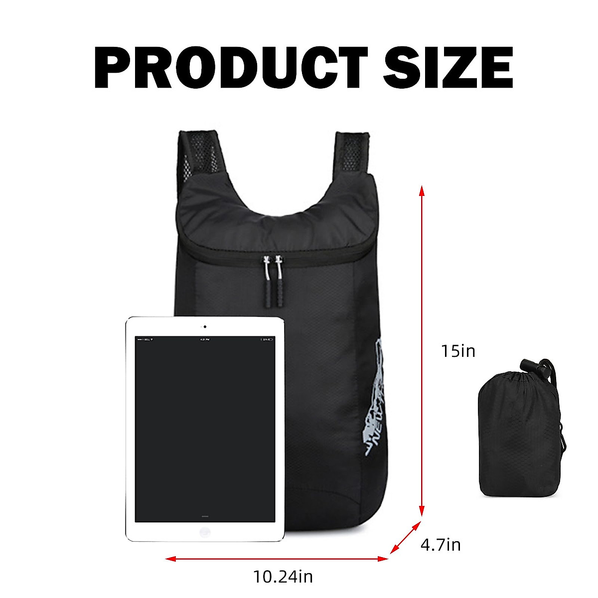 kingsea Foldable Backpack,Lightweight Packable High capacity Backpack for Travel Camping Hiking Outdoor Sports Daypack (Black)