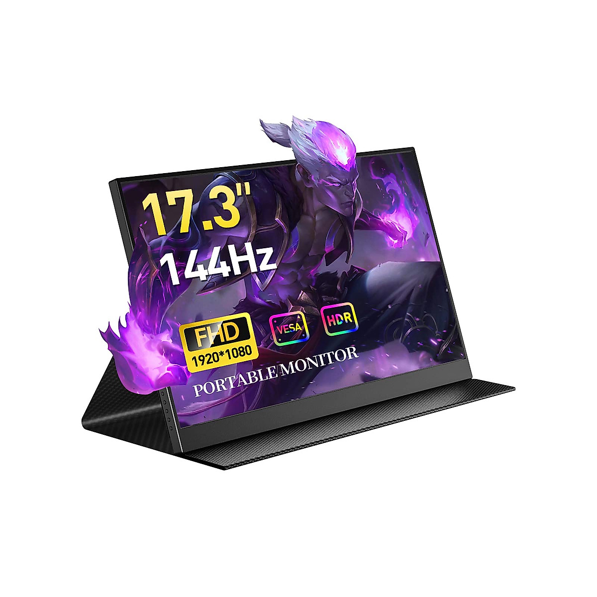 CNBANAN 144Hz Portable Gaming Monitor 17.3" for Laptop FreeSync 1080P HDR IPS USB-C Laptop Monitor VESA Ultra-Slim Dual Speakers Travel Monitor for Laptop Mac Phone Xbox Game Monitor