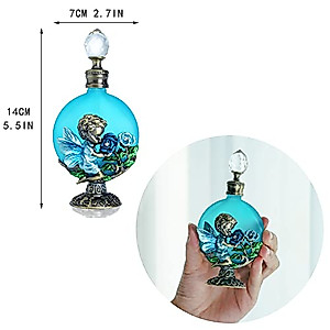 YU FENG Vintage Cherub Angel Perfume Bottles Empty Decorative Refillable Crystal Glass Perfume Bottle(Blue,30ML)