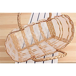 Women Straw Tote Bag Handmade Rattan Transparent Handbag Beach Handwoven Shoulder Bag Large Capacity Shopping Bag (Pink,L)