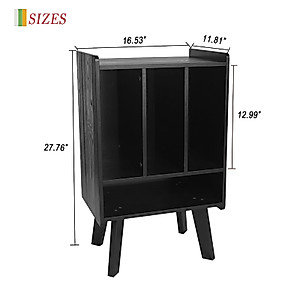 AWASEN Record Player Stand with Vinyl Storage, Turntable Stand with Record Storage, Vinyl Record Table Holds Up to 100 Albums, 3 Tier End Table for Living Room Bedroom Office Small Spaces (Black)